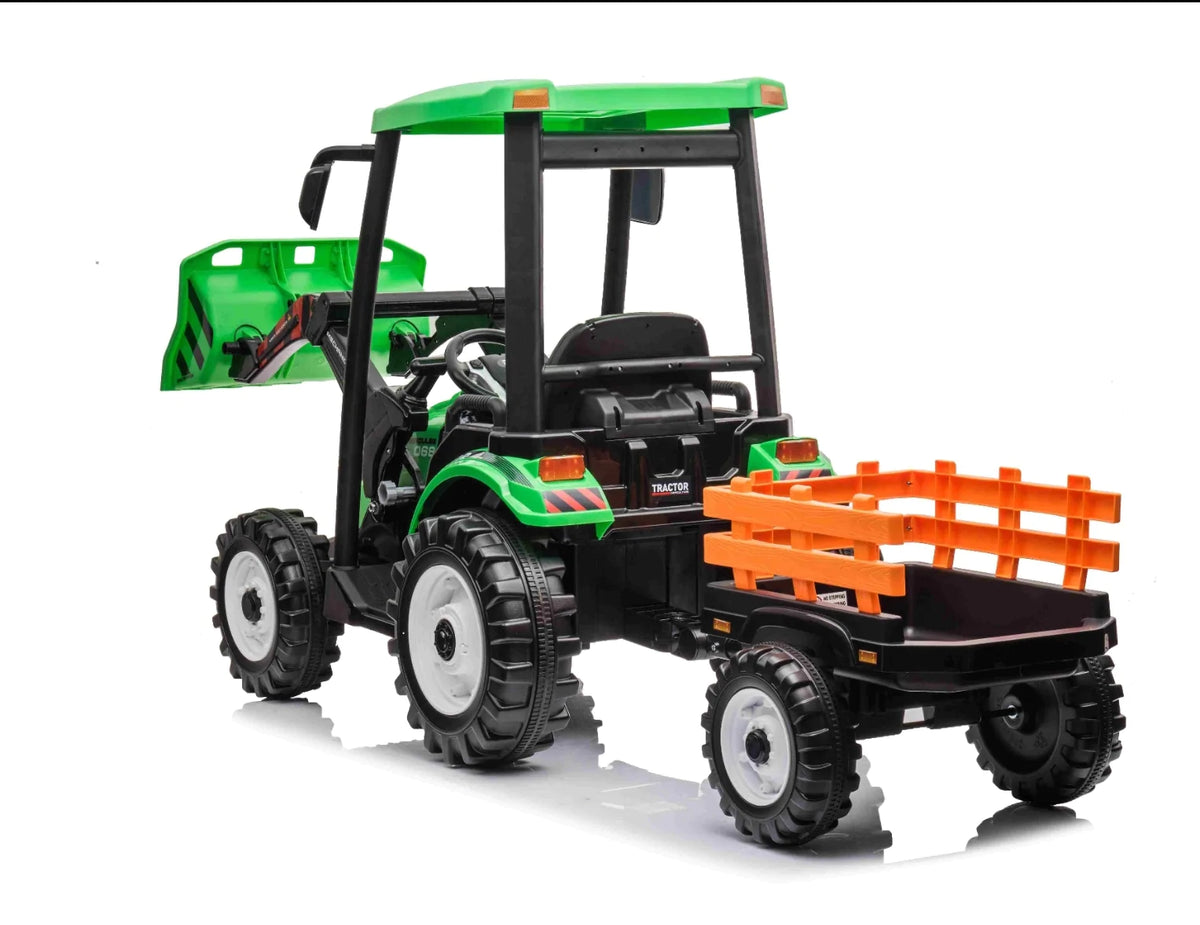 New 24v High roof kids electric ride on tractor with trailer - Green ...